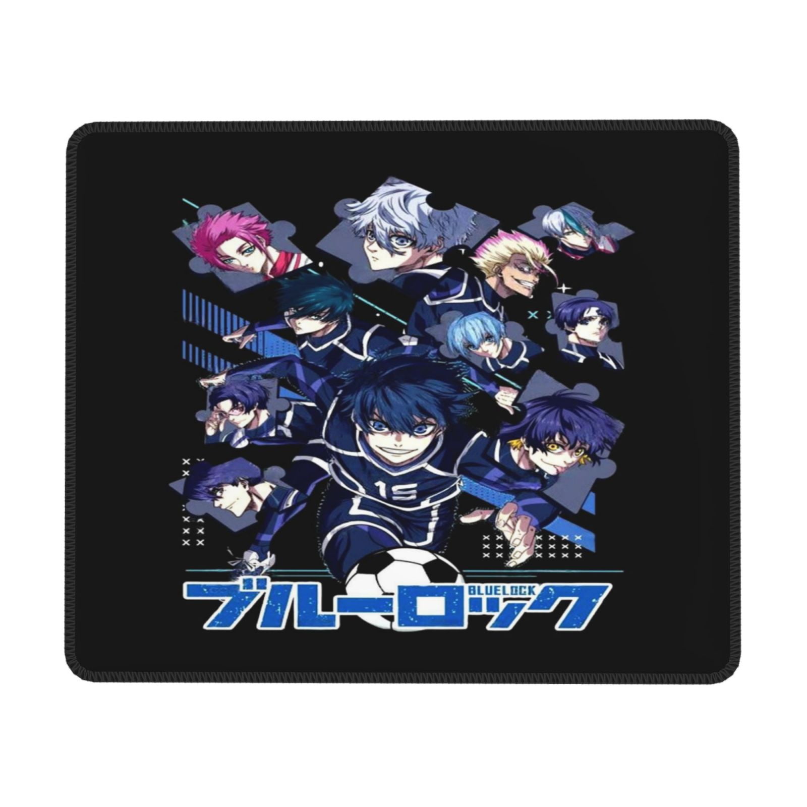 Blue Ball Loc-,K Mouse Pad Square Stitched Edges Non-Slip Rubber ...