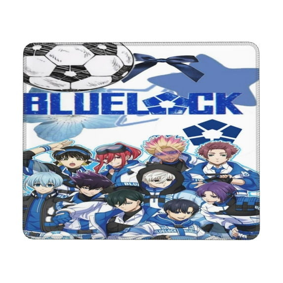 Blue Ball Loc-,K Mouse Pad Square Stitched Edges Non-Slip Rubber ...