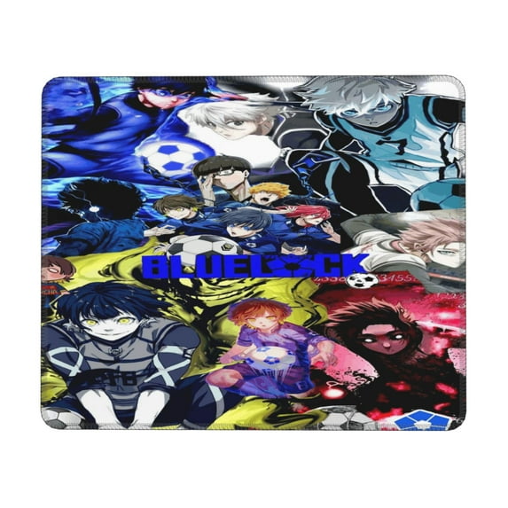 Blue Ball Loc-,K Mouse Pad Square Stitched Edges Non-Slip Rubber ...