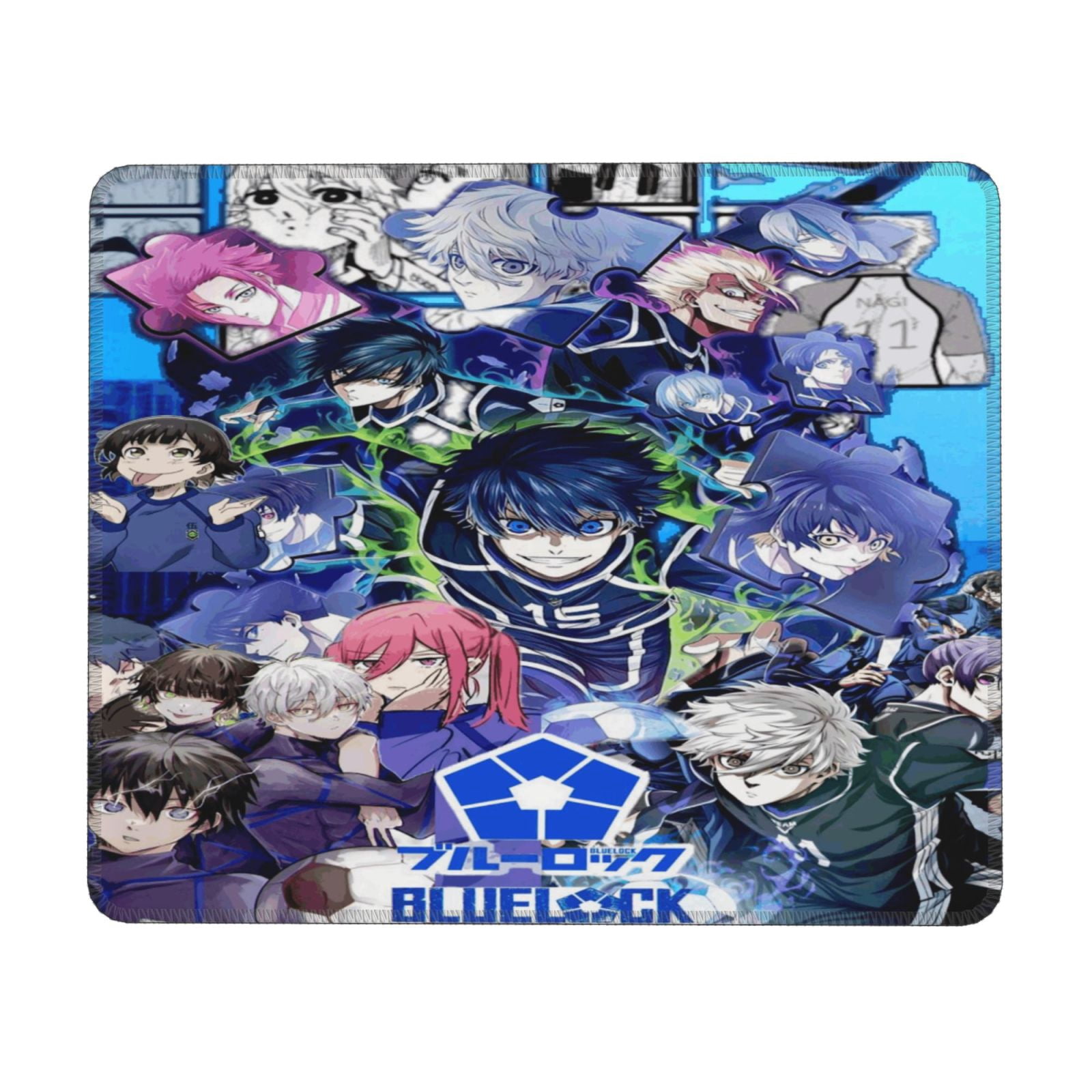 Blue Ball Loc-,K Mouse Pad Square Stitched Edges Non-Slip Rubber ...