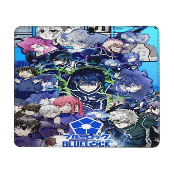 Blue Ball Loc-,K Mouse Pad Square Stitched Edges Non-Slip Rubber ...