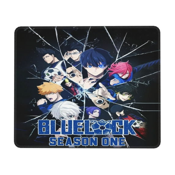 Blue Ball Loc-,K Mouse Pad Square Stitched Edges Non-Slip Rubber ...