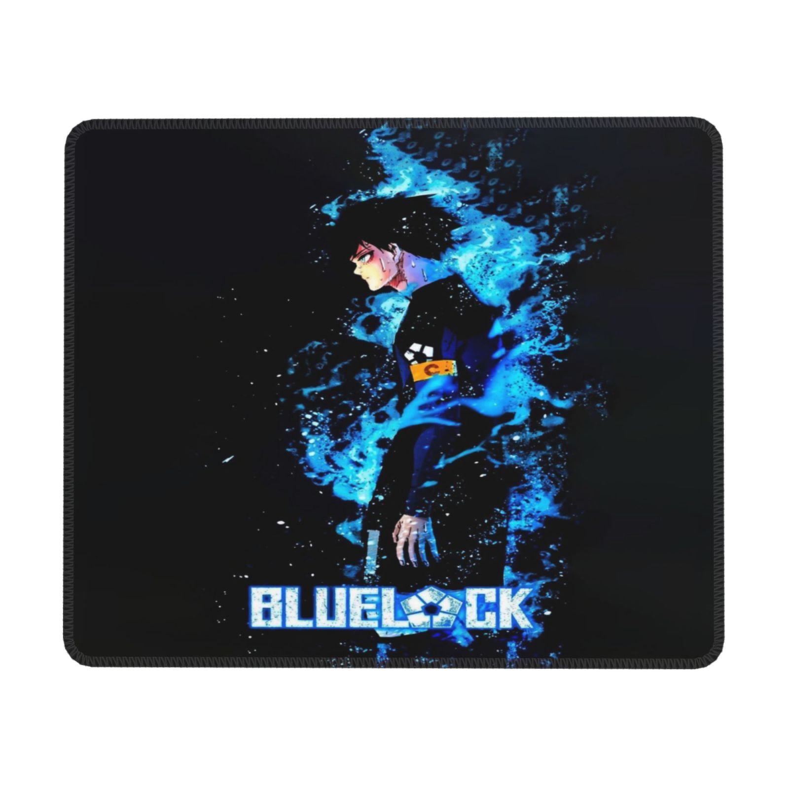 Blue Ball Loc-,K Mouse Pad Square Stitched Edges Non-Slip Rubber ...