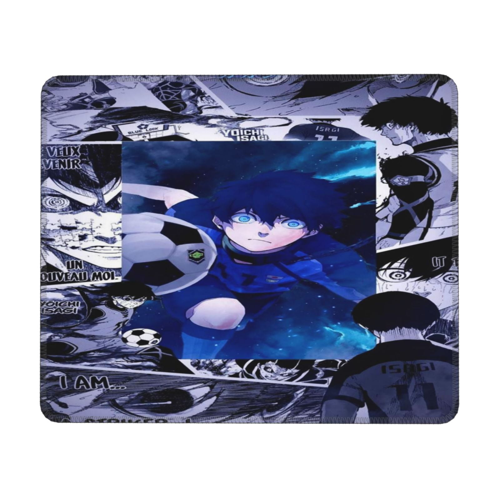 Blue Ball Loc-,K Mouse Pad Square Stitched Edges Non-Slip Rubber ...