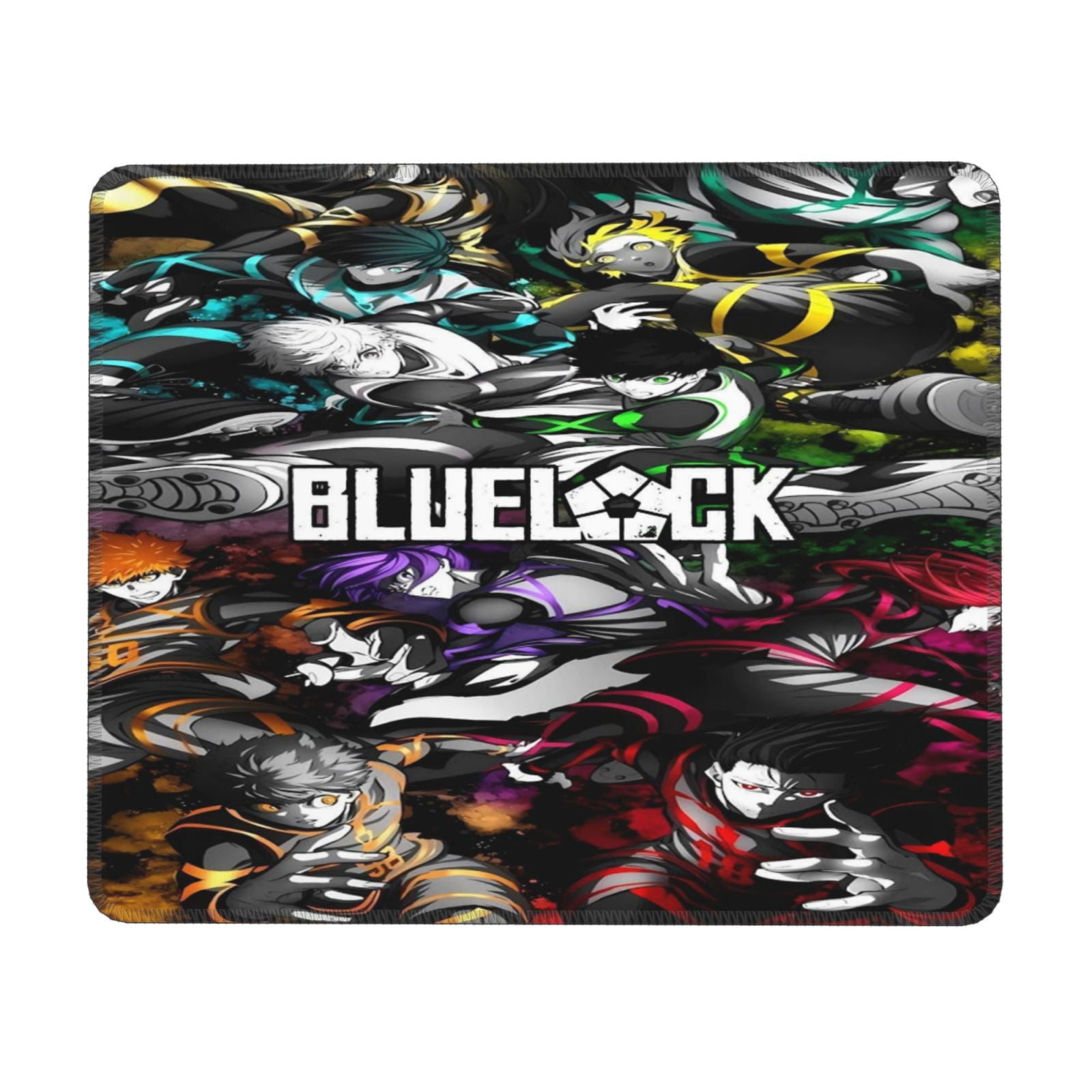 Blue Ball Loc-,K Mouse Pad Square Stitched Edges Non-Slip Rubber ...