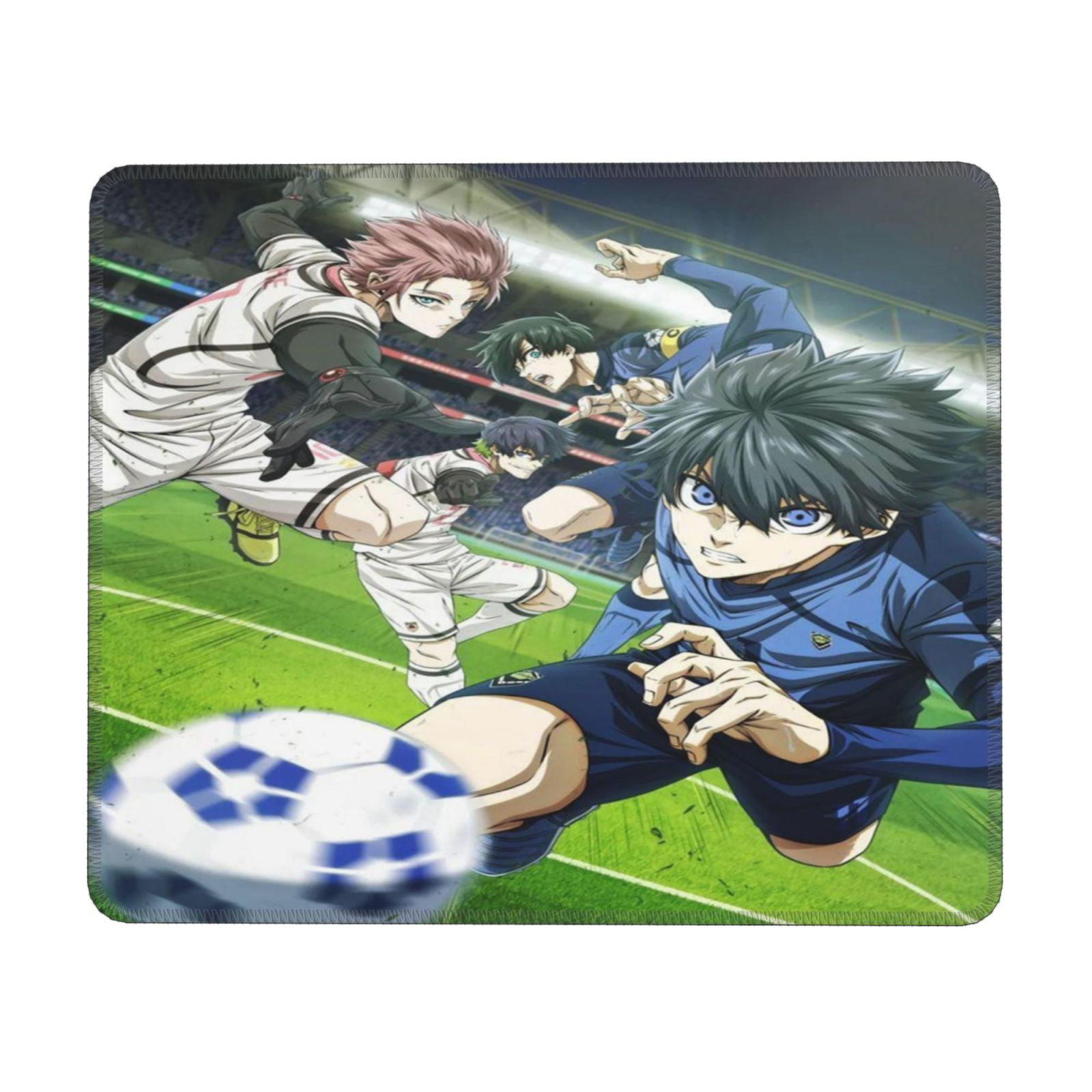 Blue Ball Loc-,K Mouse Pad Square Stitched Edges Non-Slip Rubber ...