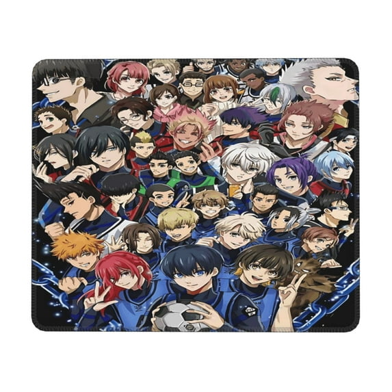 Blue Ball Loc-,K Mouse Pad Square Stitched Edges Non-Slip Rubber ...