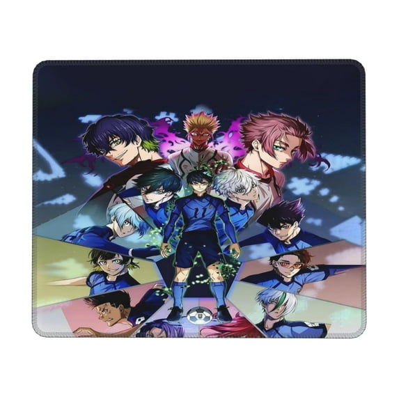 Blue Ball Loc-,K Mouse Pad Square Stitched Edges Non-Slip Rubber ...