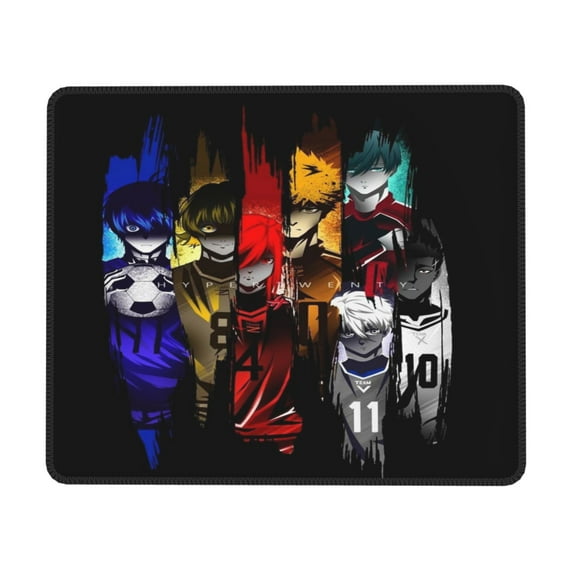 Blue Ball Loc-,K Mouse Pad Square Stitched Edges Non-Slip Rubber ...