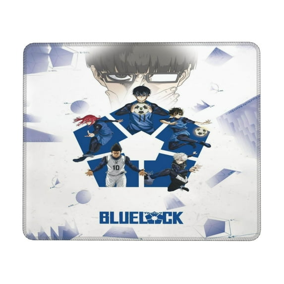 Blue Ball Loc-,K Mouse Pad Square Stitched Edges Non-Slip Rubber ...