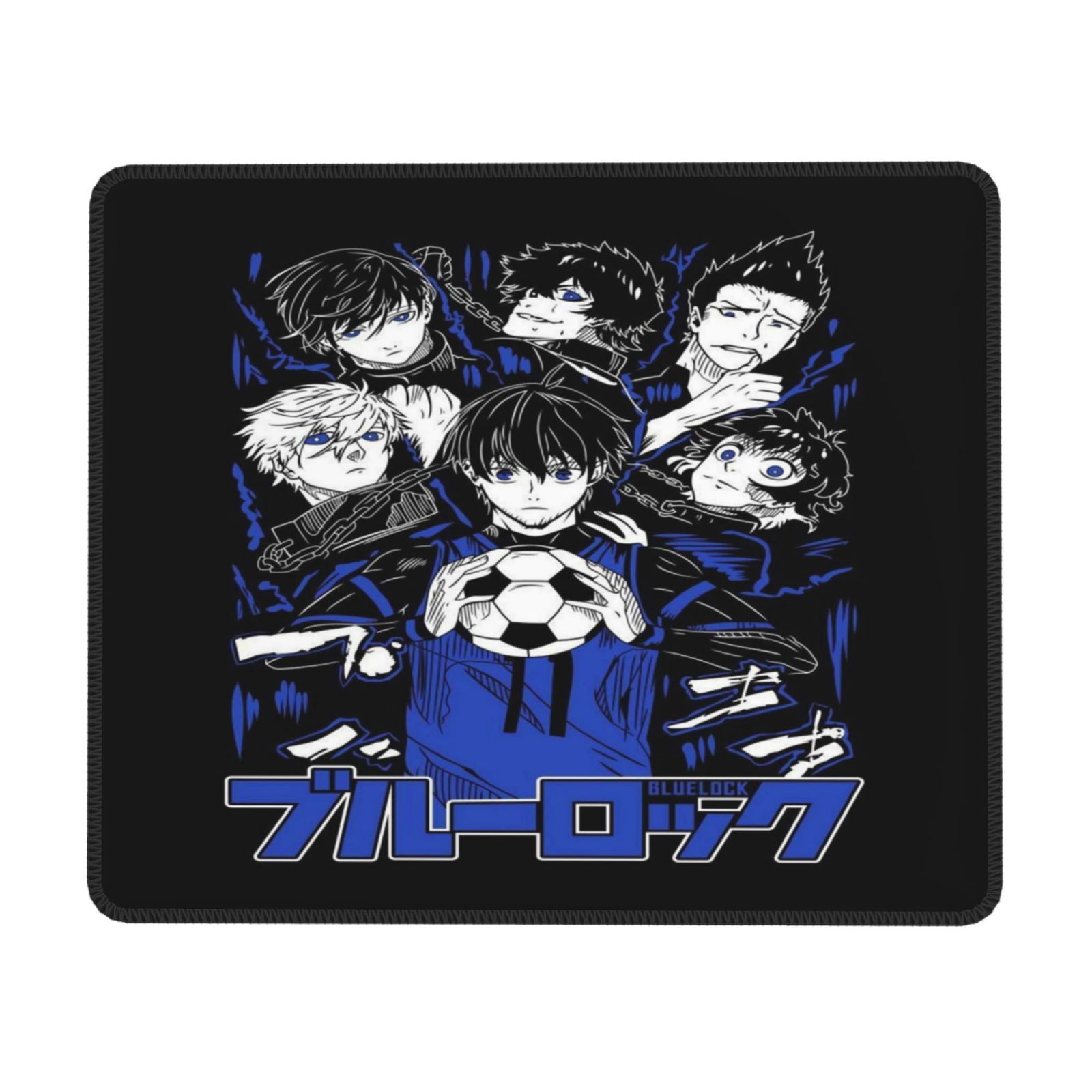 Blue Ball Loc-,K Mouse Pad Square Stitched Edges Non-Slip Rubber ...