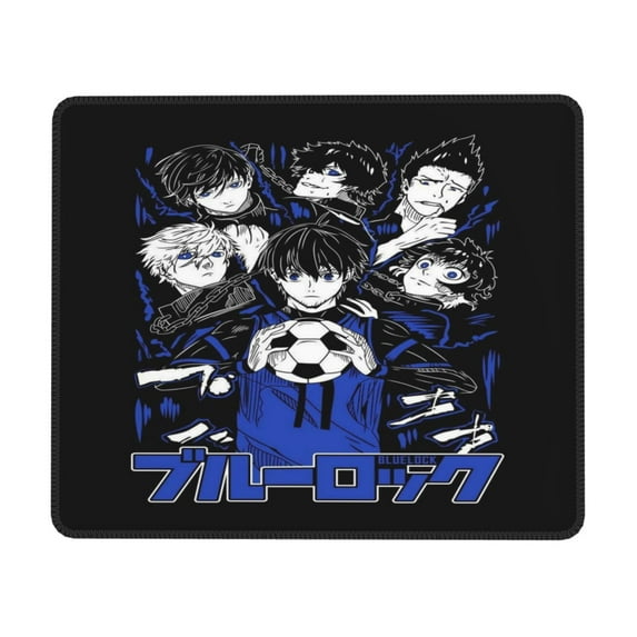 Blue Ball Loc-,K Mouse Pad Square Stitched Edges Non-Slip Rubber ...