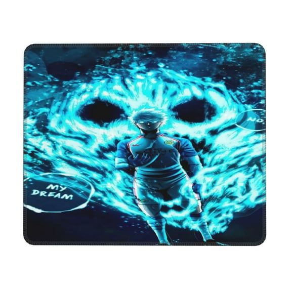 Blue Ball Loc-,K Mouse Pad Square Stitched Edges Non-Slip Rubber ...