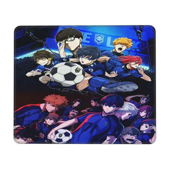 Blue Ball Loc-,K Mouse Pad Square Stitched Edges Non-Slip Rubber ...