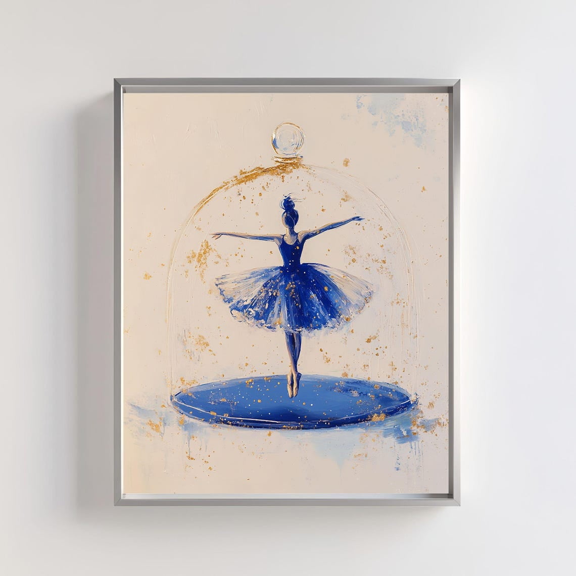 Blue Ballerina Wall Art, Elegant Ballet With Gold Accents, Modern ...