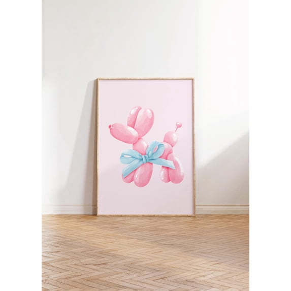 Blue Balloon Dog Coquette Wall Art Trendy Decor, Unframed Canvas Size ...