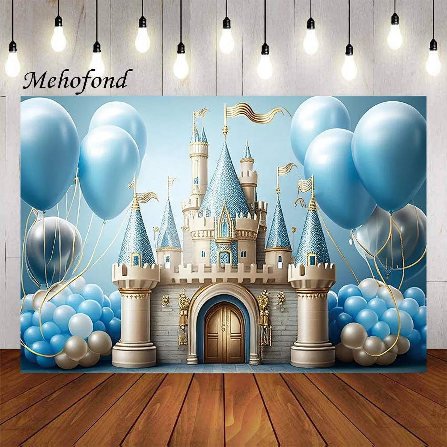 Blue Balloon Fairy Tale Castle Kid Birthday Party Cake Smash Portrait r ...