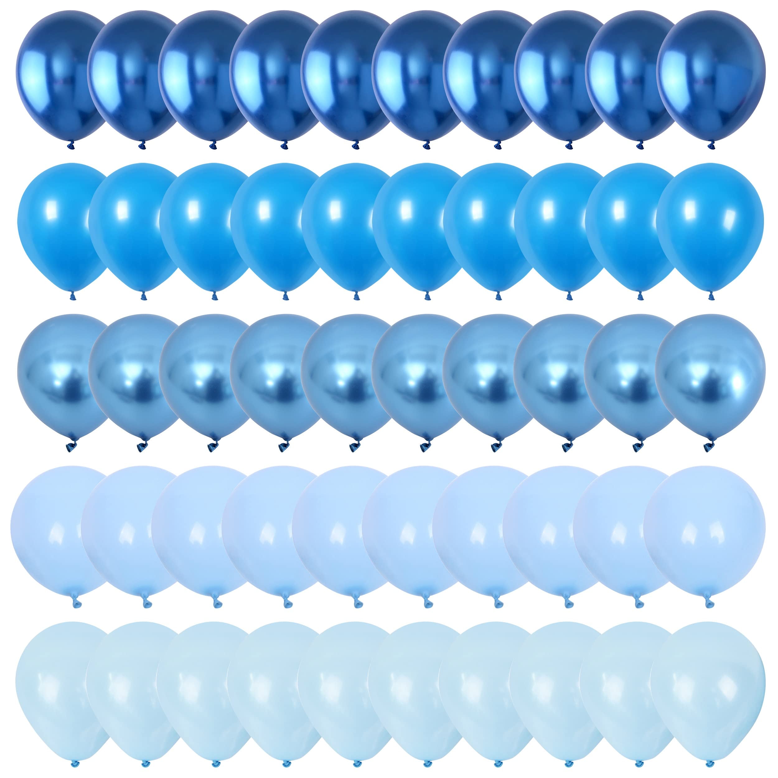 Blue Balloon Set, 60 Packs 12 Inches Metallic Blue Balloons Pearl Blue ...