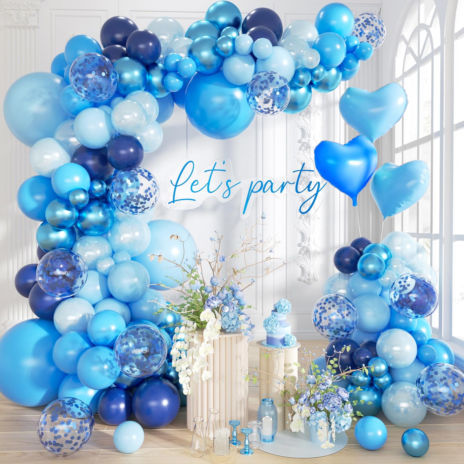 Blue Balloon andTRDN Metallic Blue Balloons Garland Arch Kit,160PCS ...
