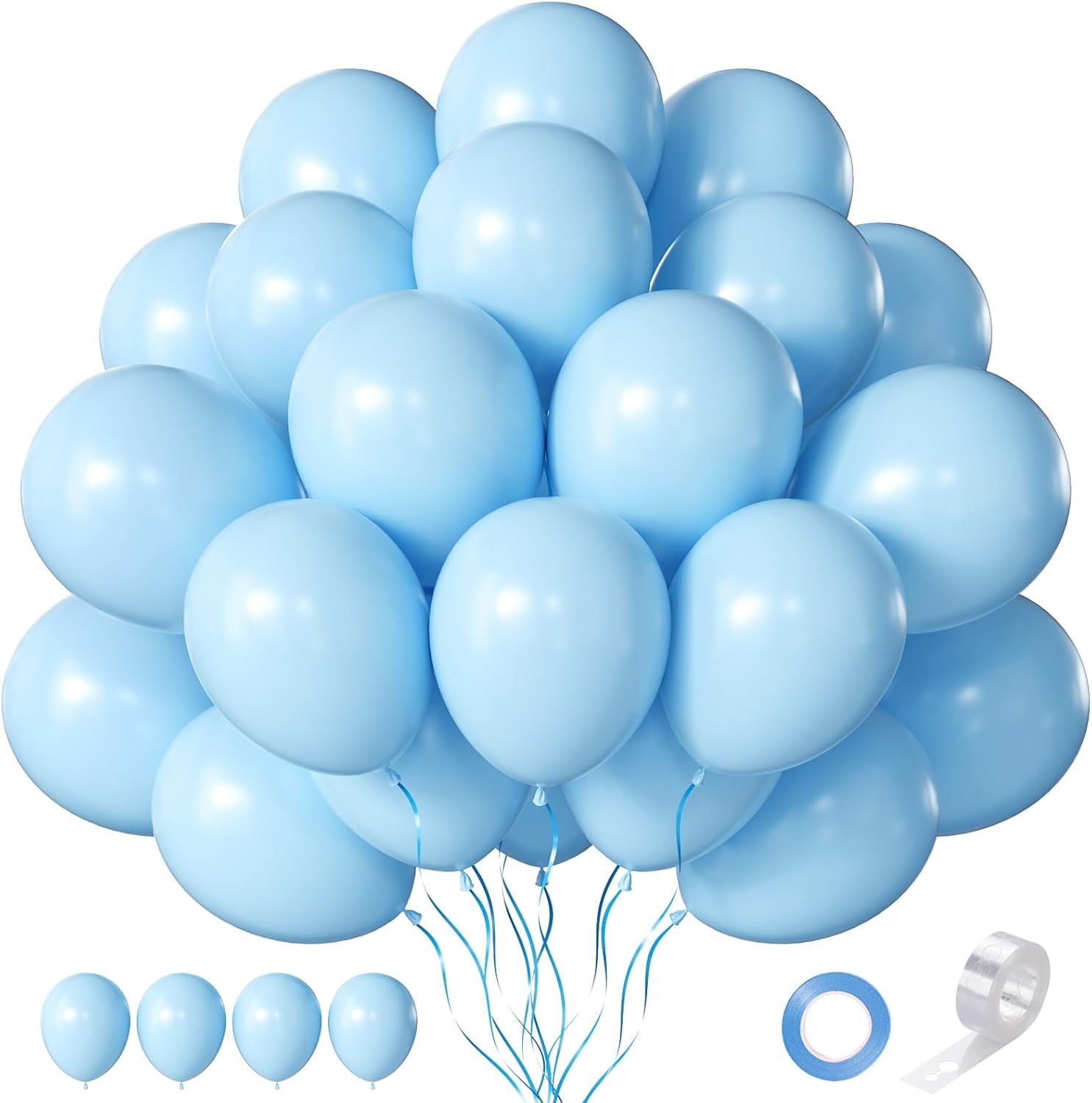 Blue Balloons, 60 PCS Light Blue Balloons 12 Inch Latex Balloon for ...