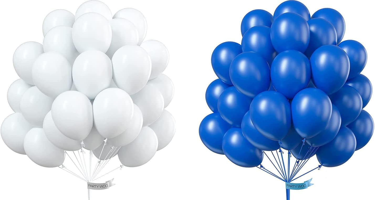 Blue Balloons 75 pcs 12 inch and White Balloons 75 pcs 12 inch Blue ...