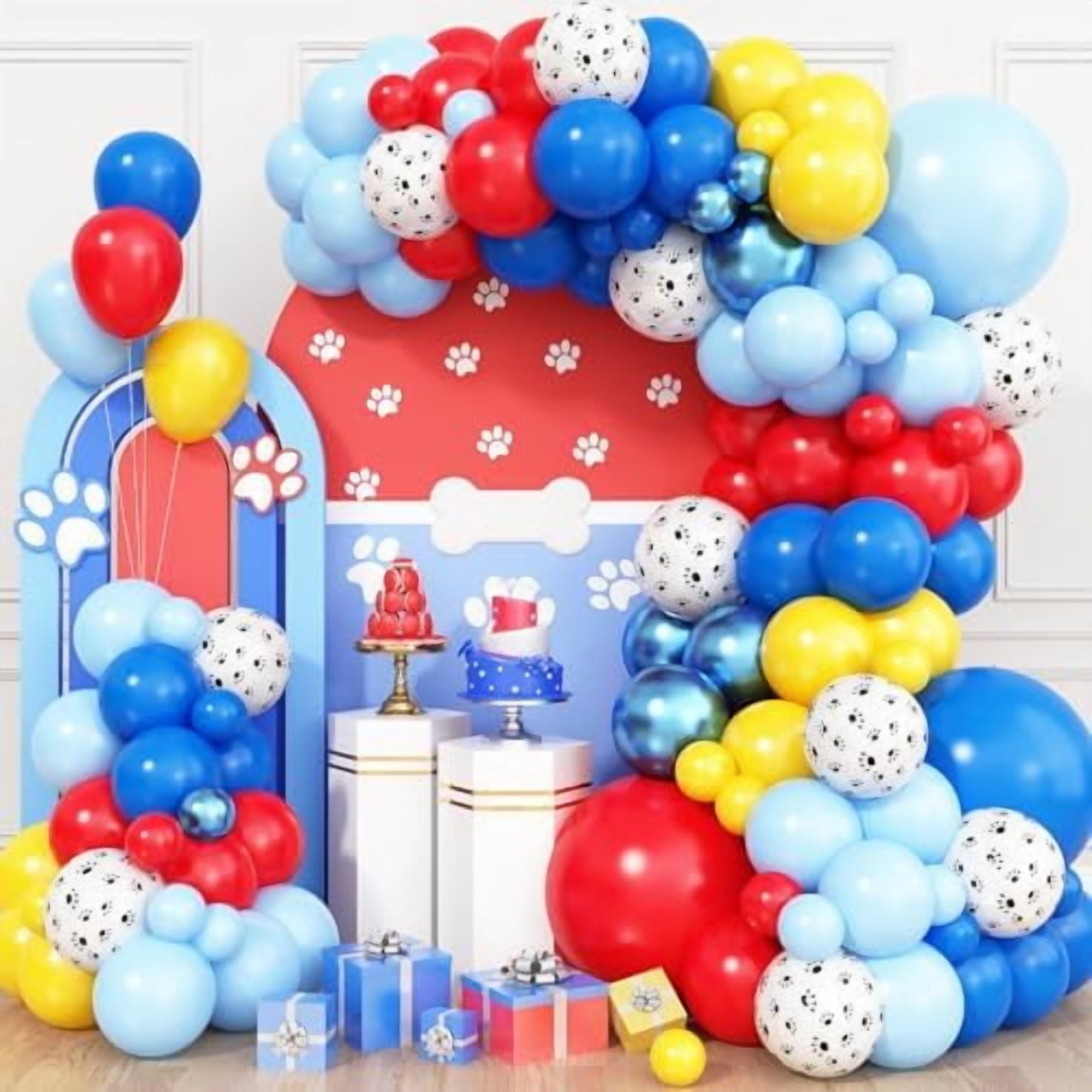 Blue Balloons Arch Garland Kit,Dog Paw Balloon Garland with Blue Yellow ...