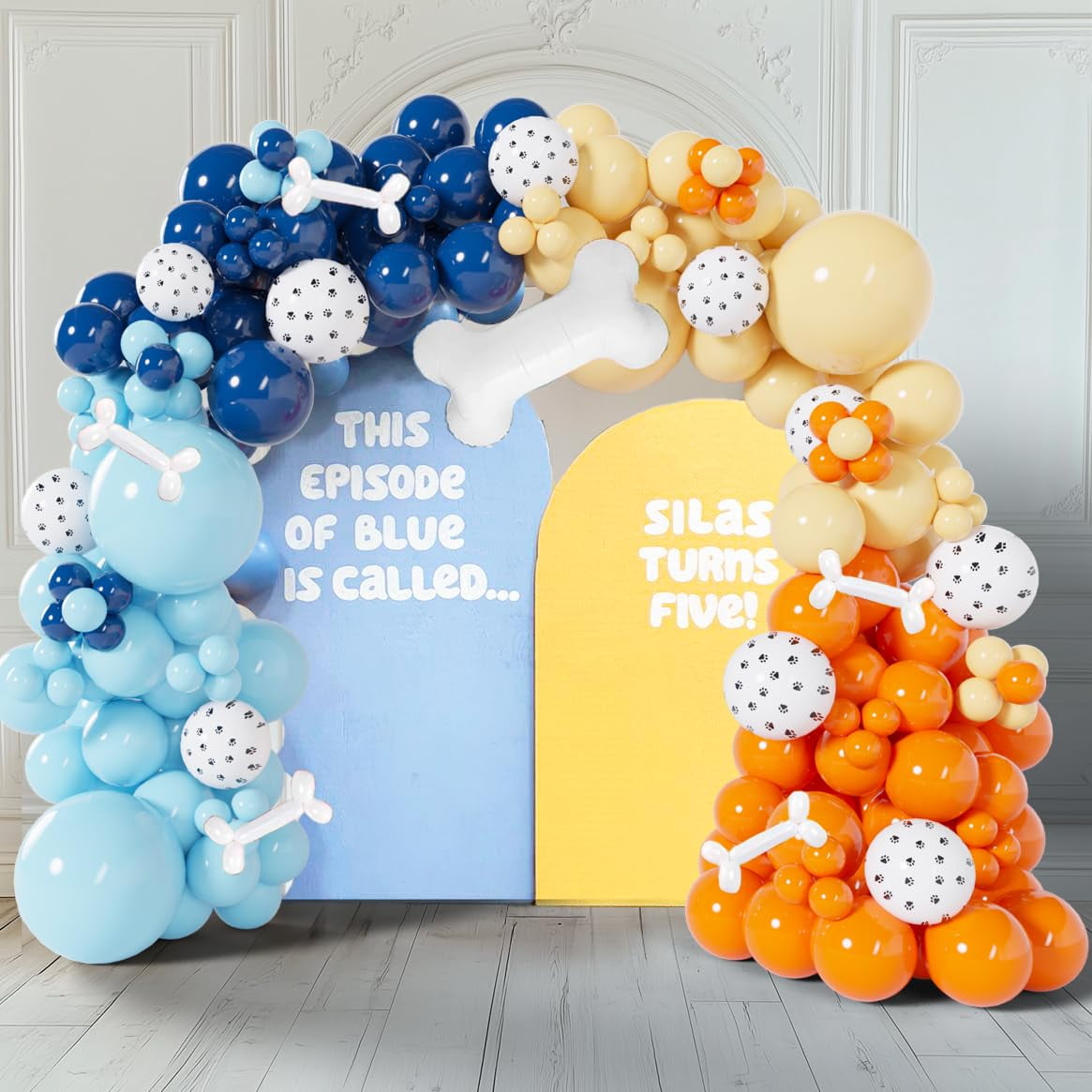 Blue Balloons Garland Kit Blush Nude AFN1Baby Blue Dusty Orange Dog Paw Print Balloons Arch Bone ...