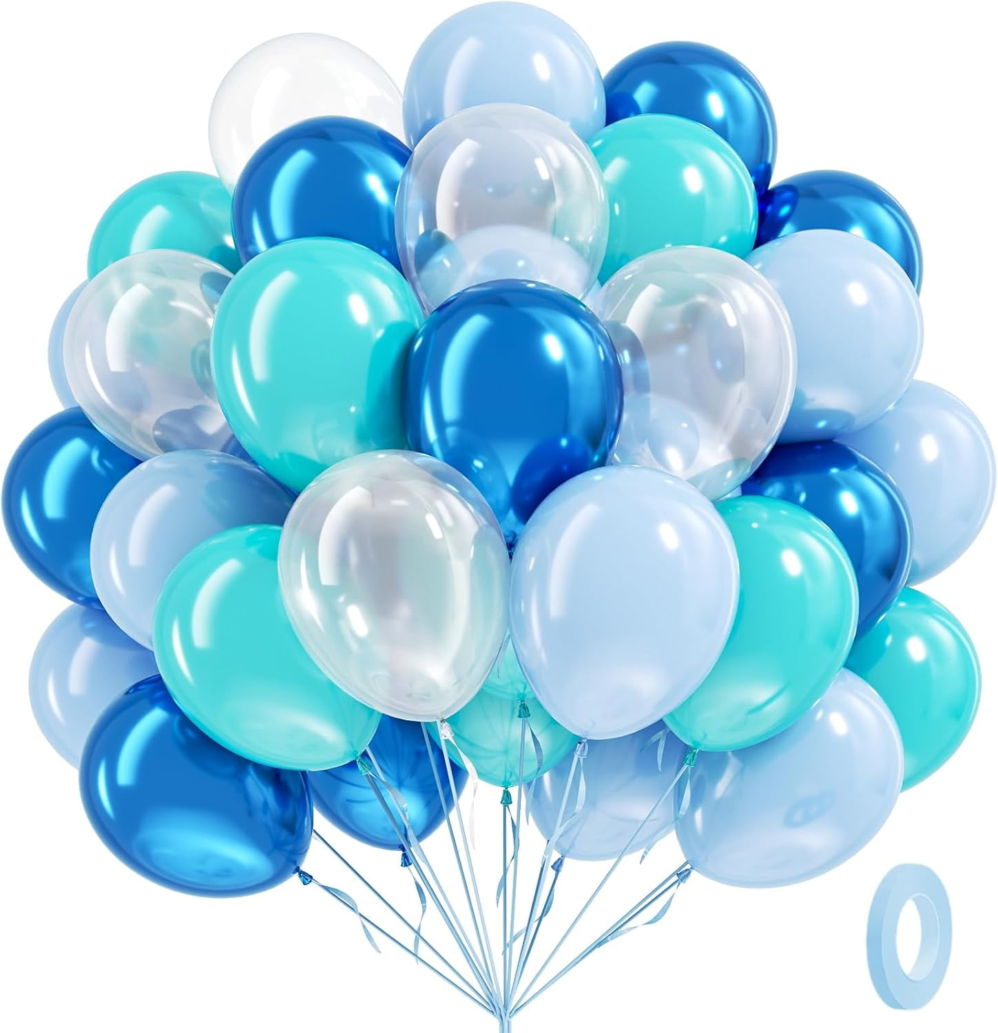 Blue Balloons Metallic Blue Balloon, 60pcs 12 Inch Chrome Baby Pearl ...