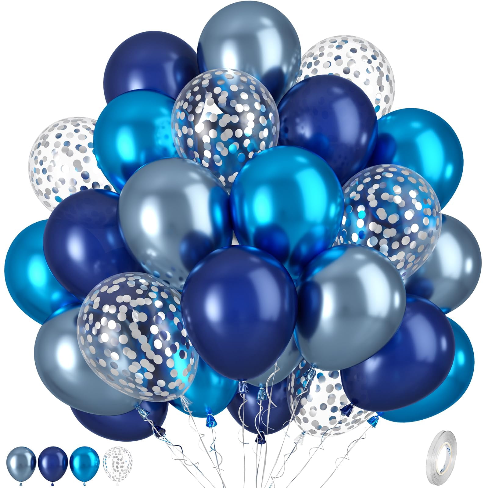 Blue Balloons, Metallic Blue IFF17 Balloons, Metallic Baby Silver ...