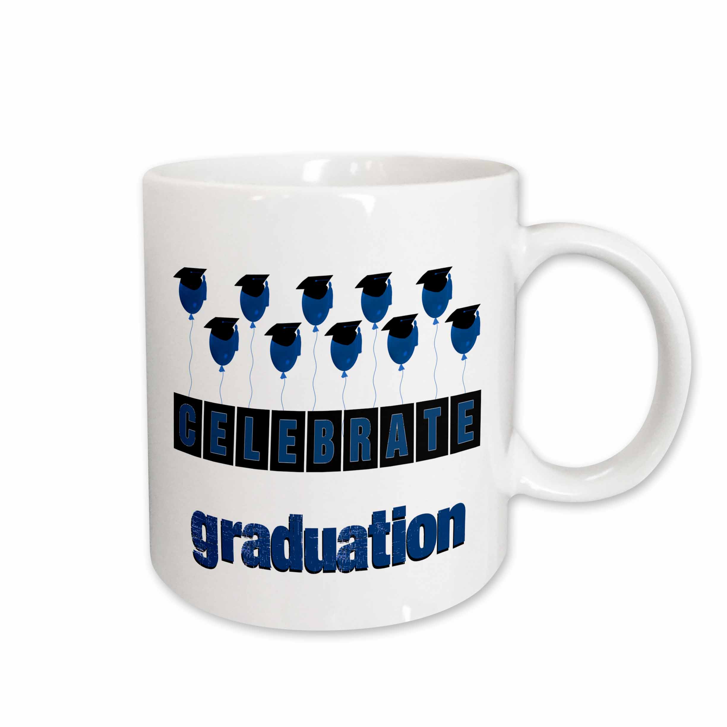 Blue Balloons wearing Graduation Caps, Celebrate Graduation 11oz Mug ...