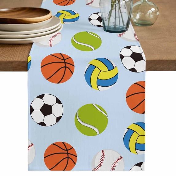 Blue Balls Table Runner 36 Inches, Baseball Tennis Basketball Football ...