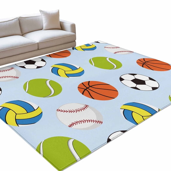 Blue Balls Washable Rug 5x7 Area Rug for Living Room Bedroom Non Slip ...