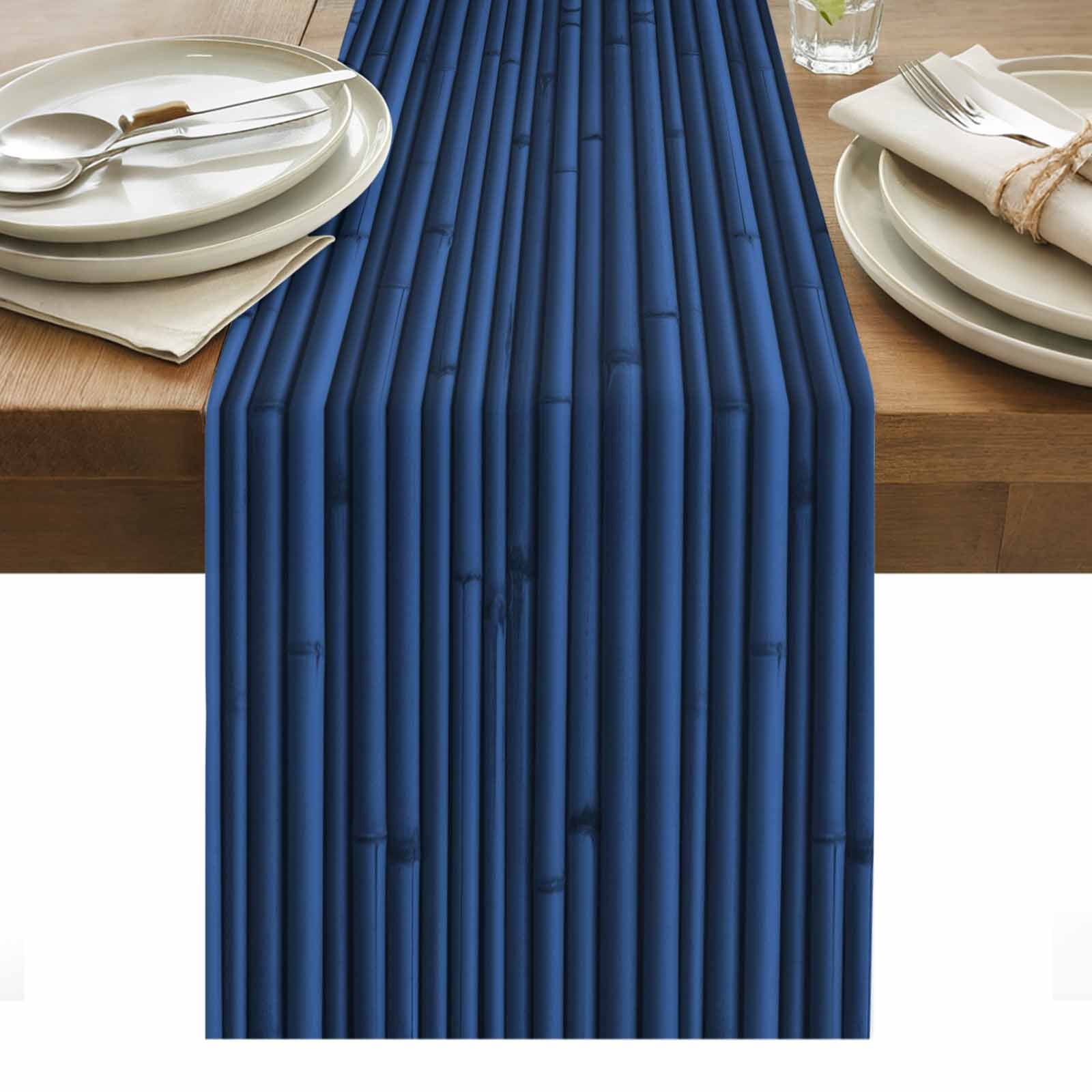 Blue Bamboos Cotton Linen Table Runner Natural Vintage Bamboos Tree ...