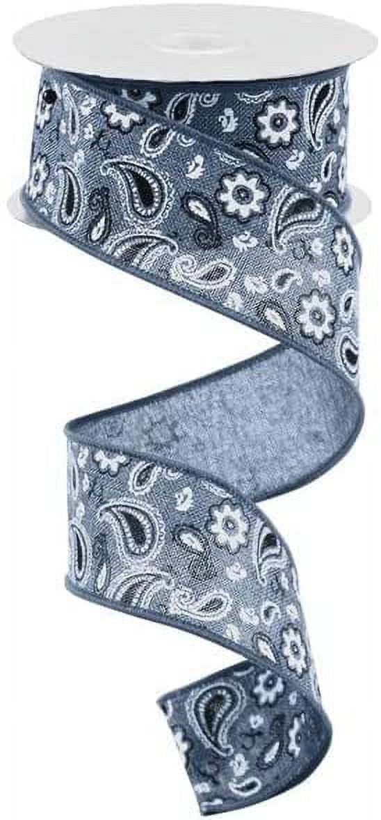 Blue Bandana Edge Ribbon | 10 Yards | 1.5 inch Western Bandana Ribbon ...