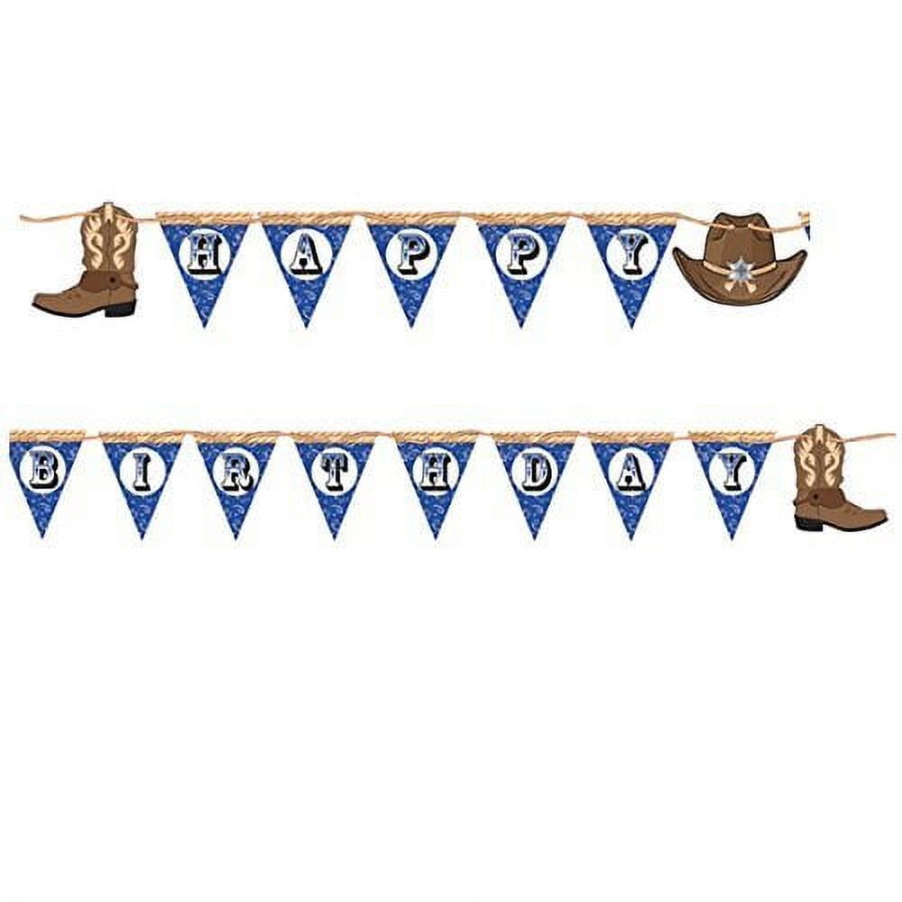 Blue Bandana Happy Birthday Flag Banner - Walmart.com