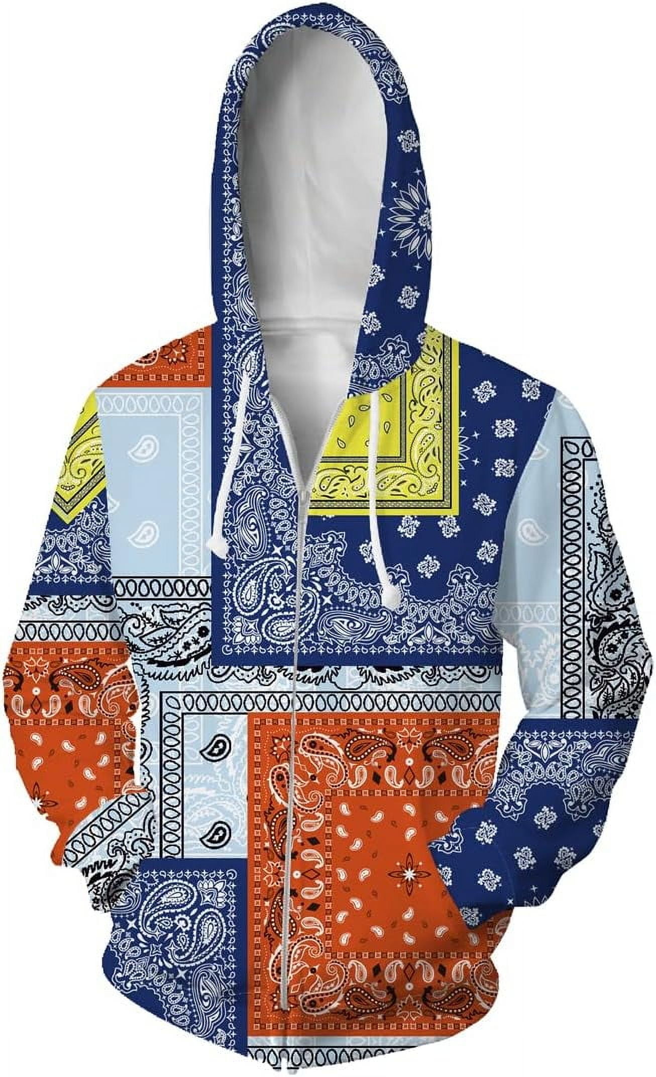Blue Bandana Hoodie Jacket for Women Men Red Bandanas Print Clothing ...