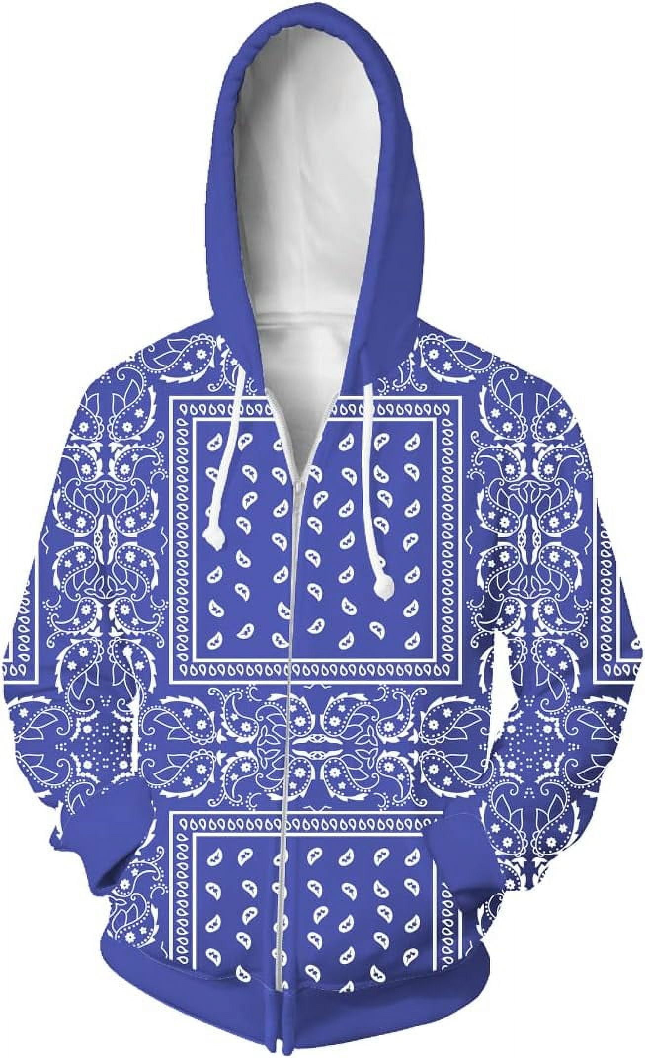 Blue Bandana Hoodies for Men Women Black Bandana Print Clothing ...