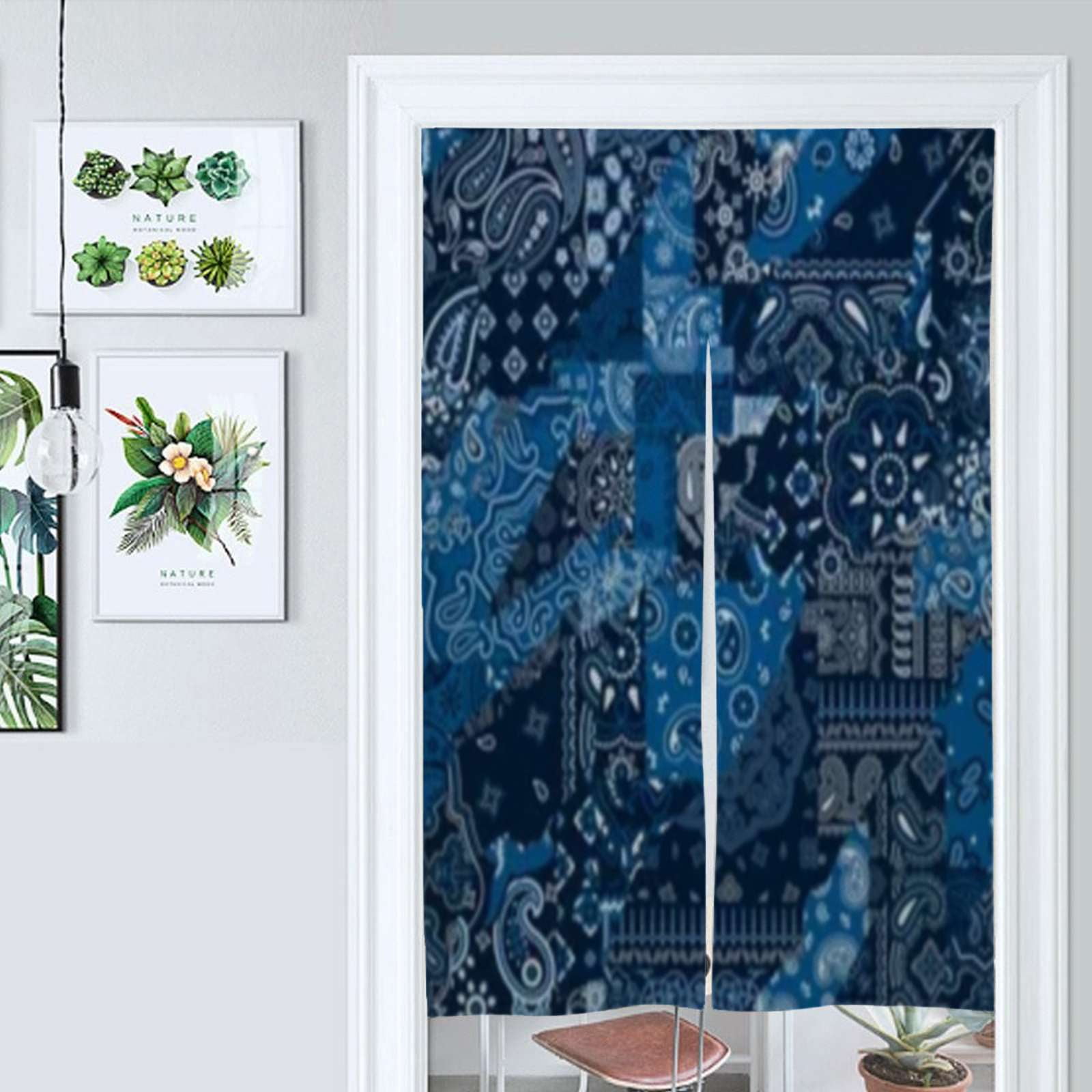 Blue Bandana Kerchief Paisley Door Curtain Nordic Living Room ...