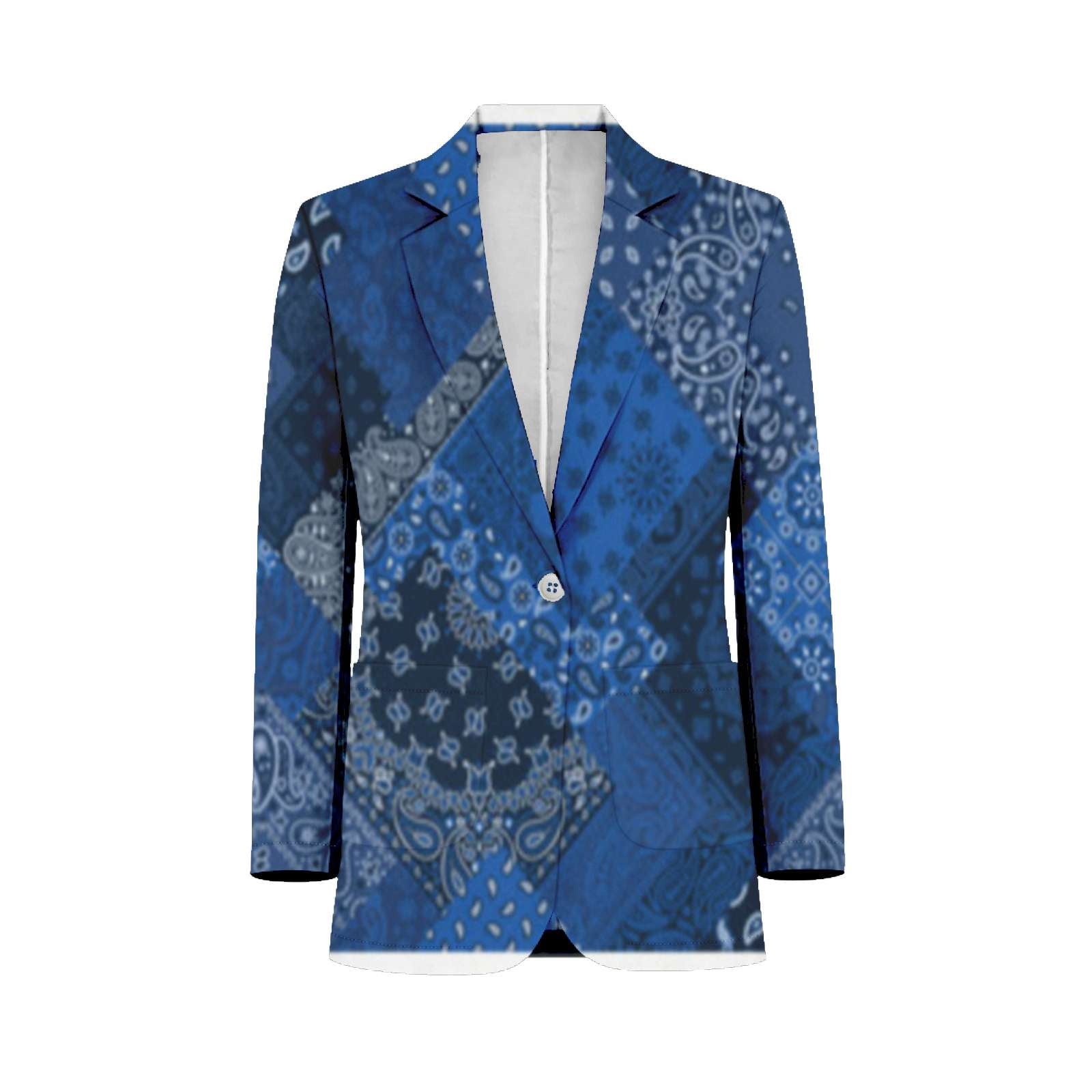 Blue Bandana Paisley Customized Men's Suits full man Shawl Collar ...