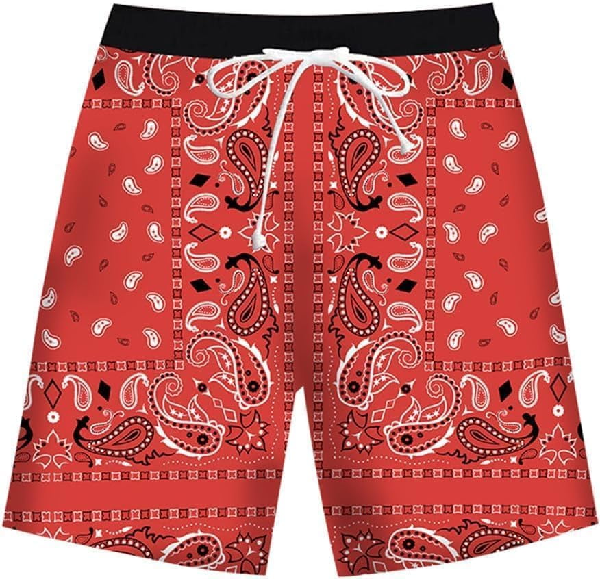 Blue Bandana Shorts for Men Women Paisley Bandanas Print Shorts Black ...