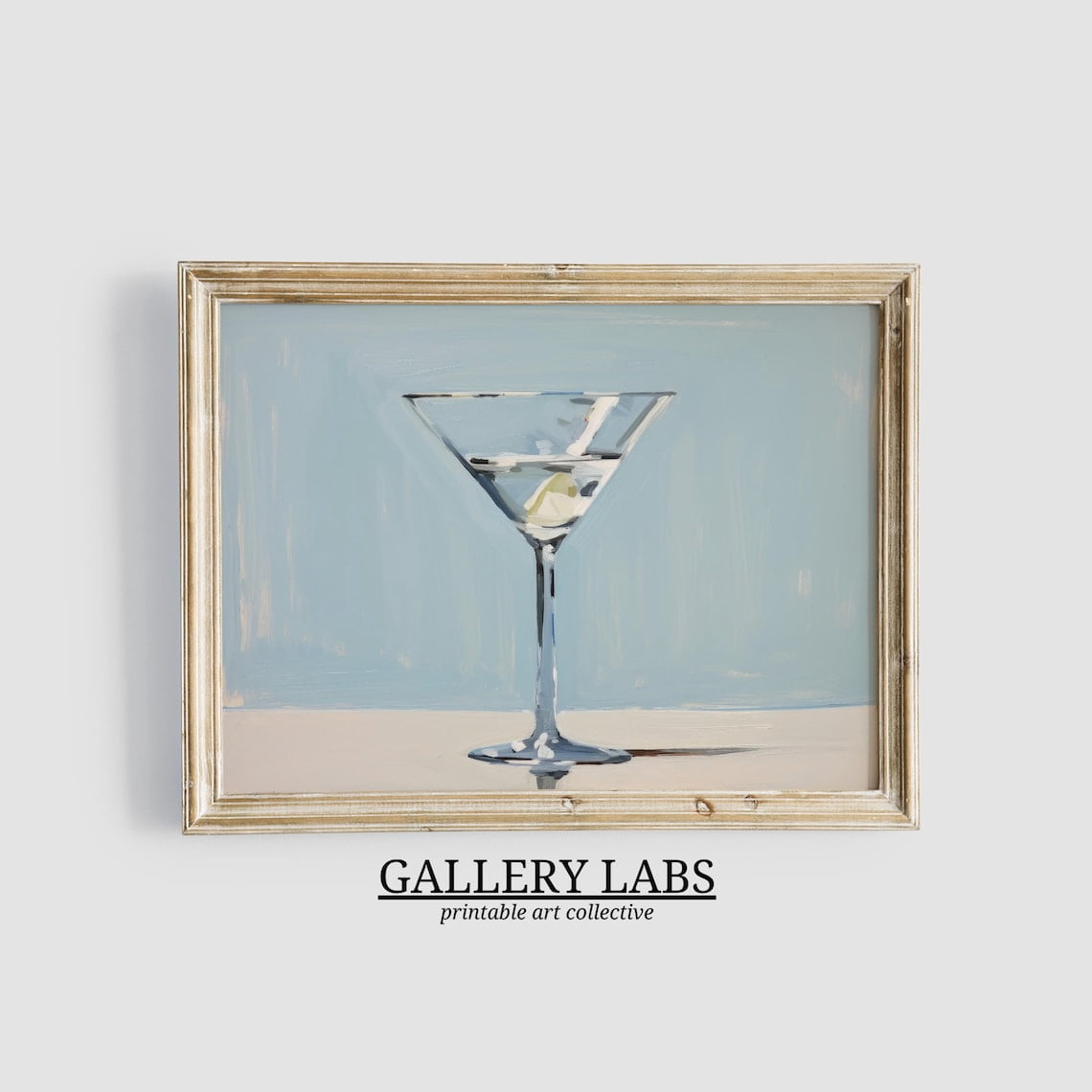 Blue Bar Cart Painting Retro Kitchen Wall Art Able Print Alcohol Decor ...