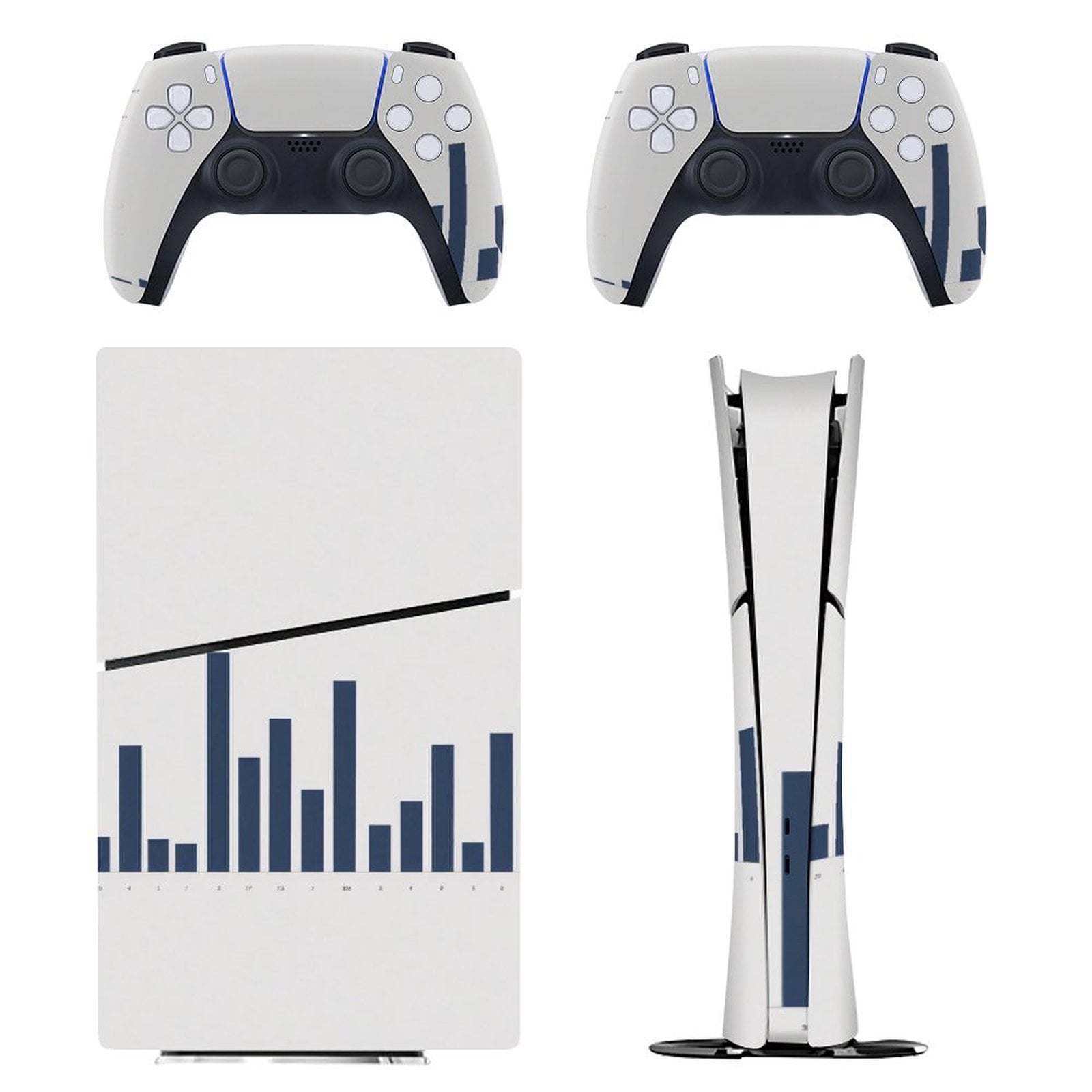 Blue Bar Chart Console Skin Bundle for PS5 Pro Slim Disc & Digital ...