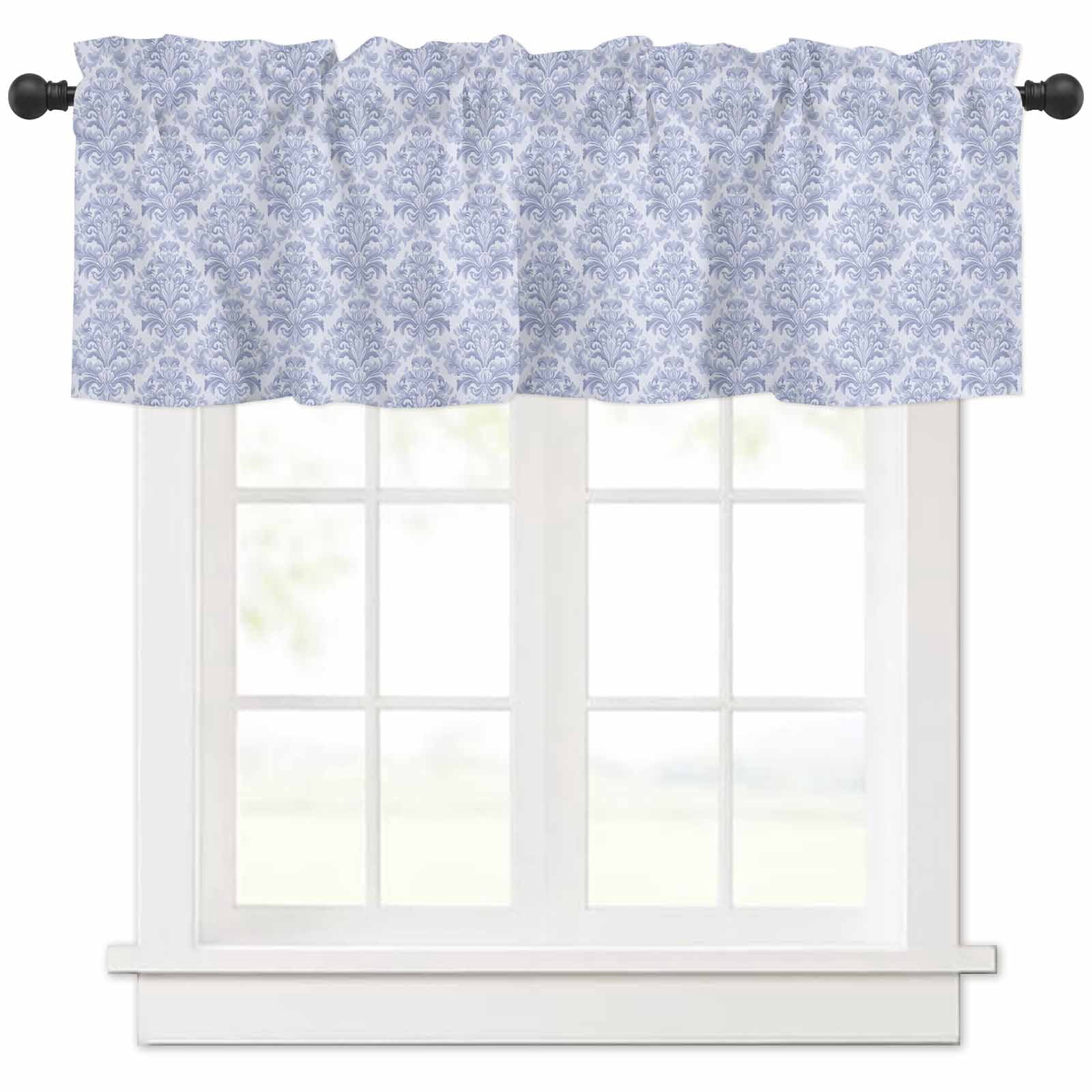 Blue Baroque Valances for Windows Farmhouse Kitchen Curtains Valances ...