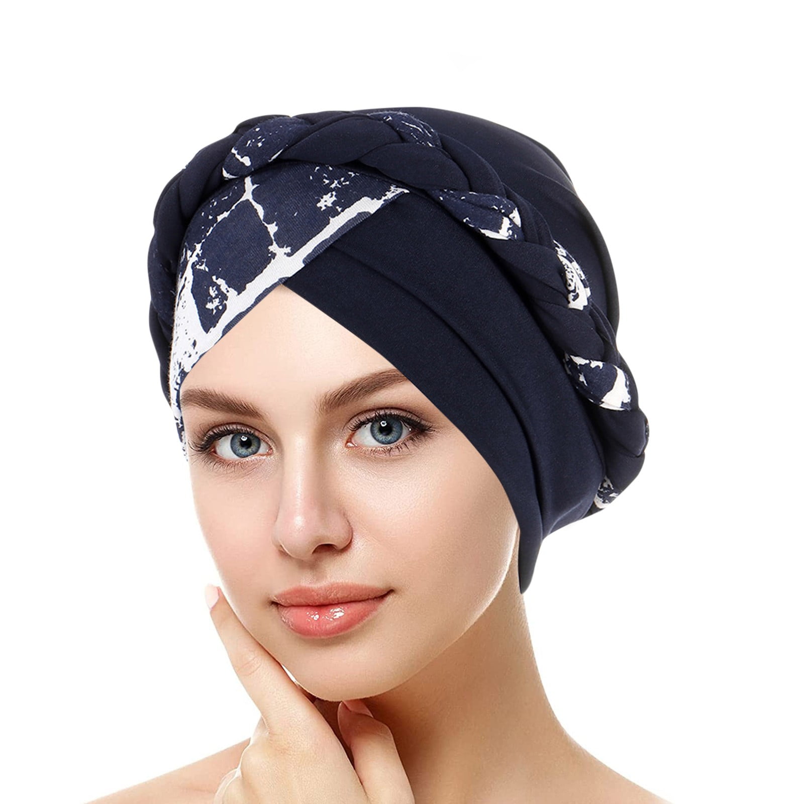 Blue Baseball Caps Chemo Cancer Head Hat Cap Ethnic Pre-Tied Twisted ...