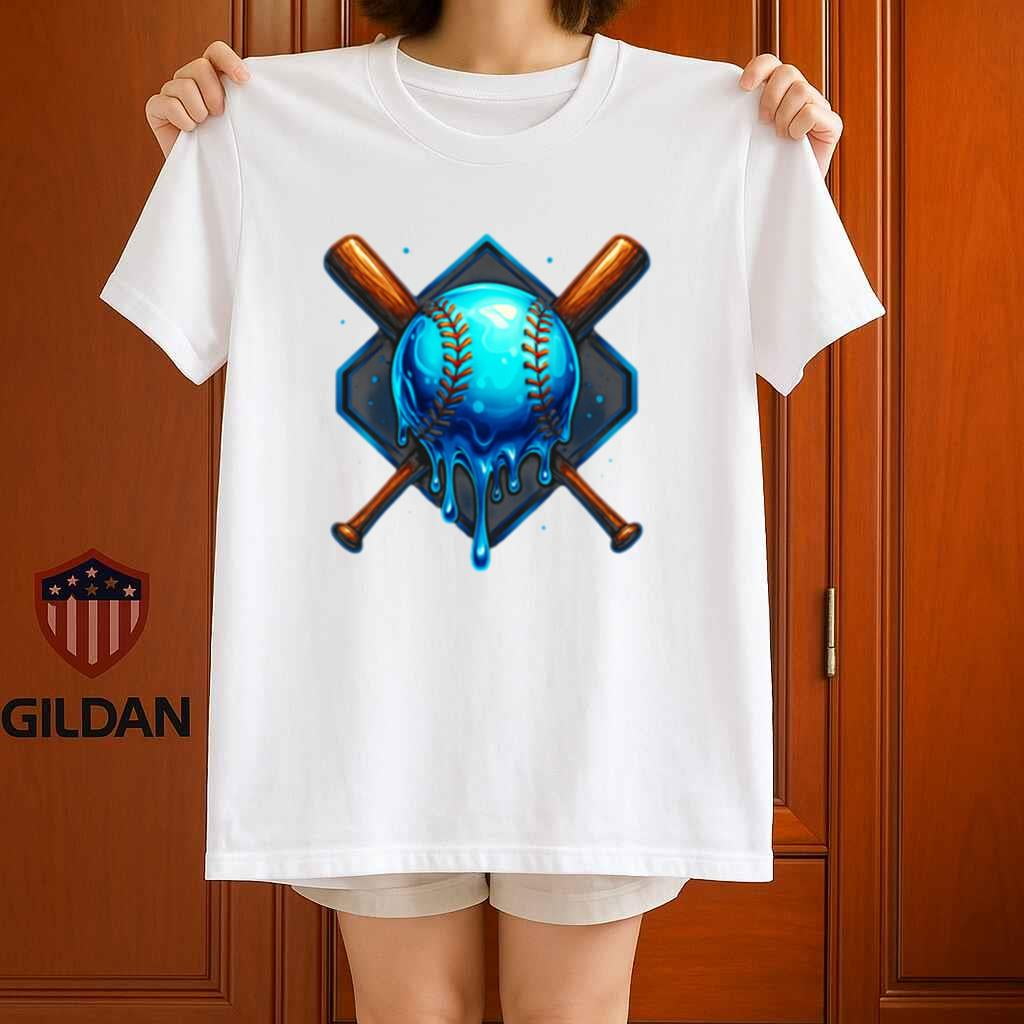 Blue Baseball Ice Cream For Student School Sports Fan Unisex T-Shirt up ...