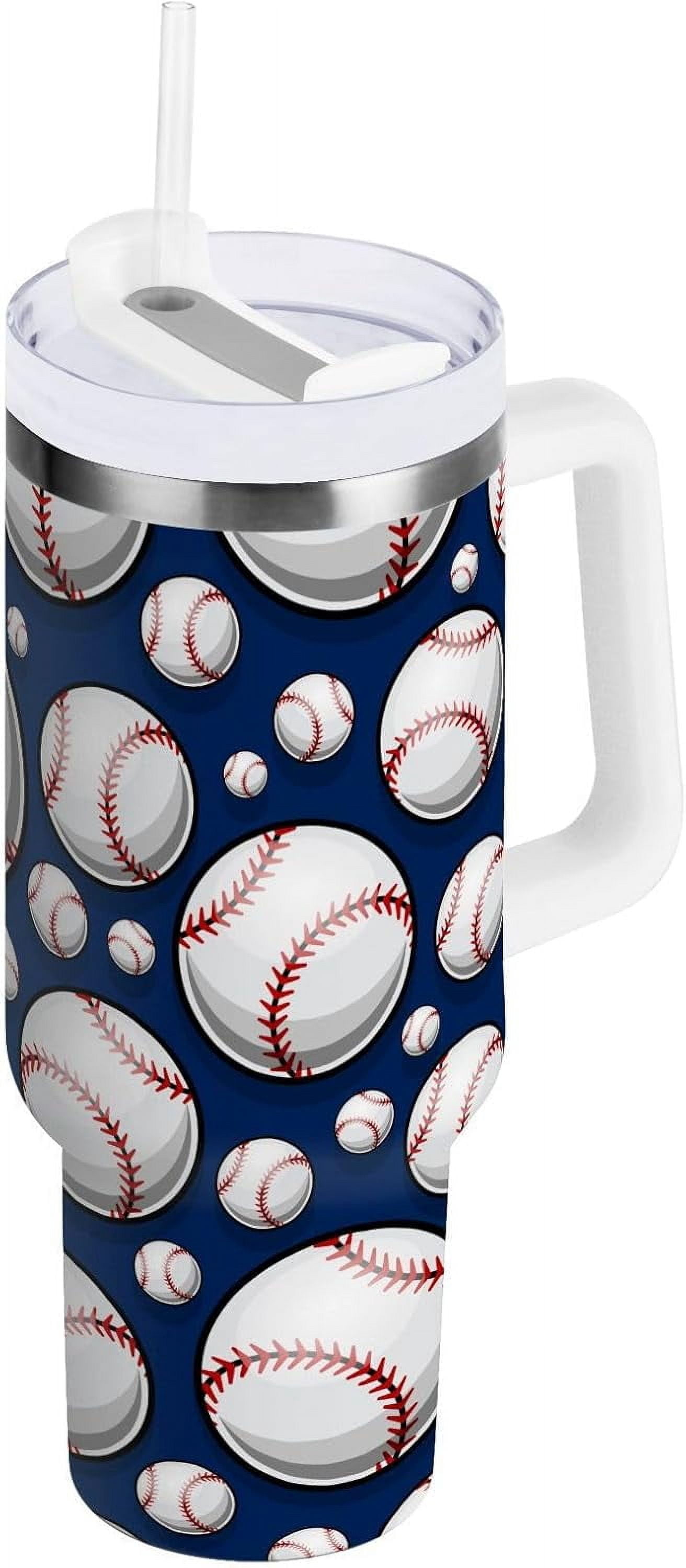 Blue Baseball Softball Ball 40oz Stainless Steel Vacuum Insulated ...