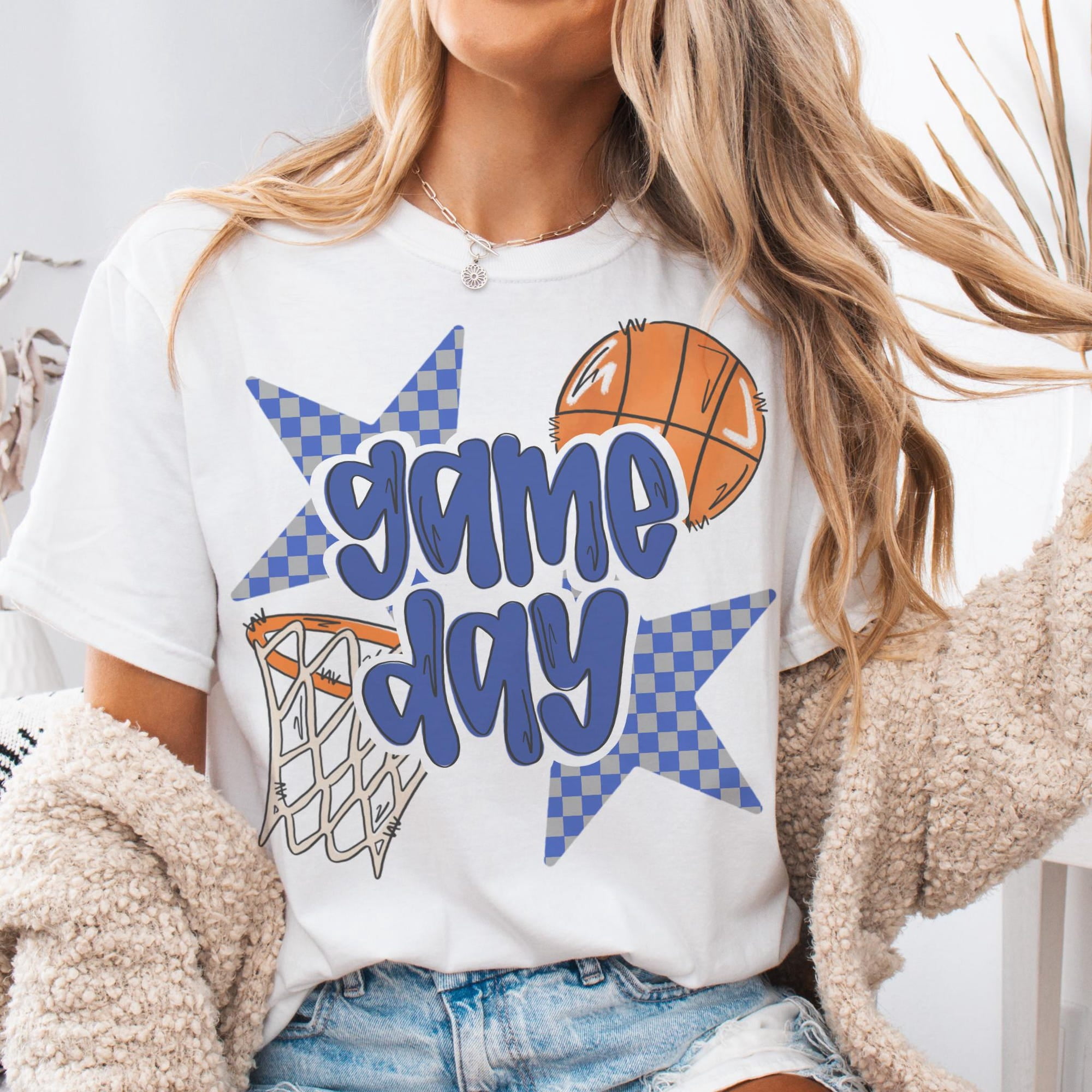 Blue Basketball Game Day Shirt Retro Basketball Hoop TShirt Unisex ...