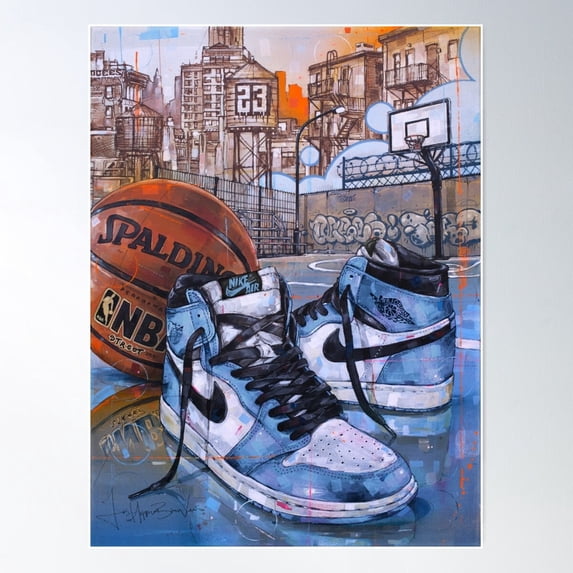 Blue Basketball Sneaker Inspired Sports Poster, Poster Home Decor ...
