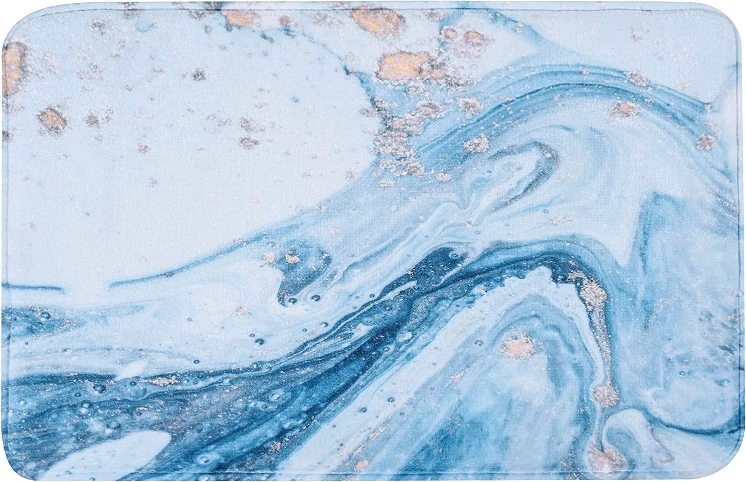 Blue Bath Mat, Marble Bathroom Rug, Abstract Bath Rug, Blue Marble ...
