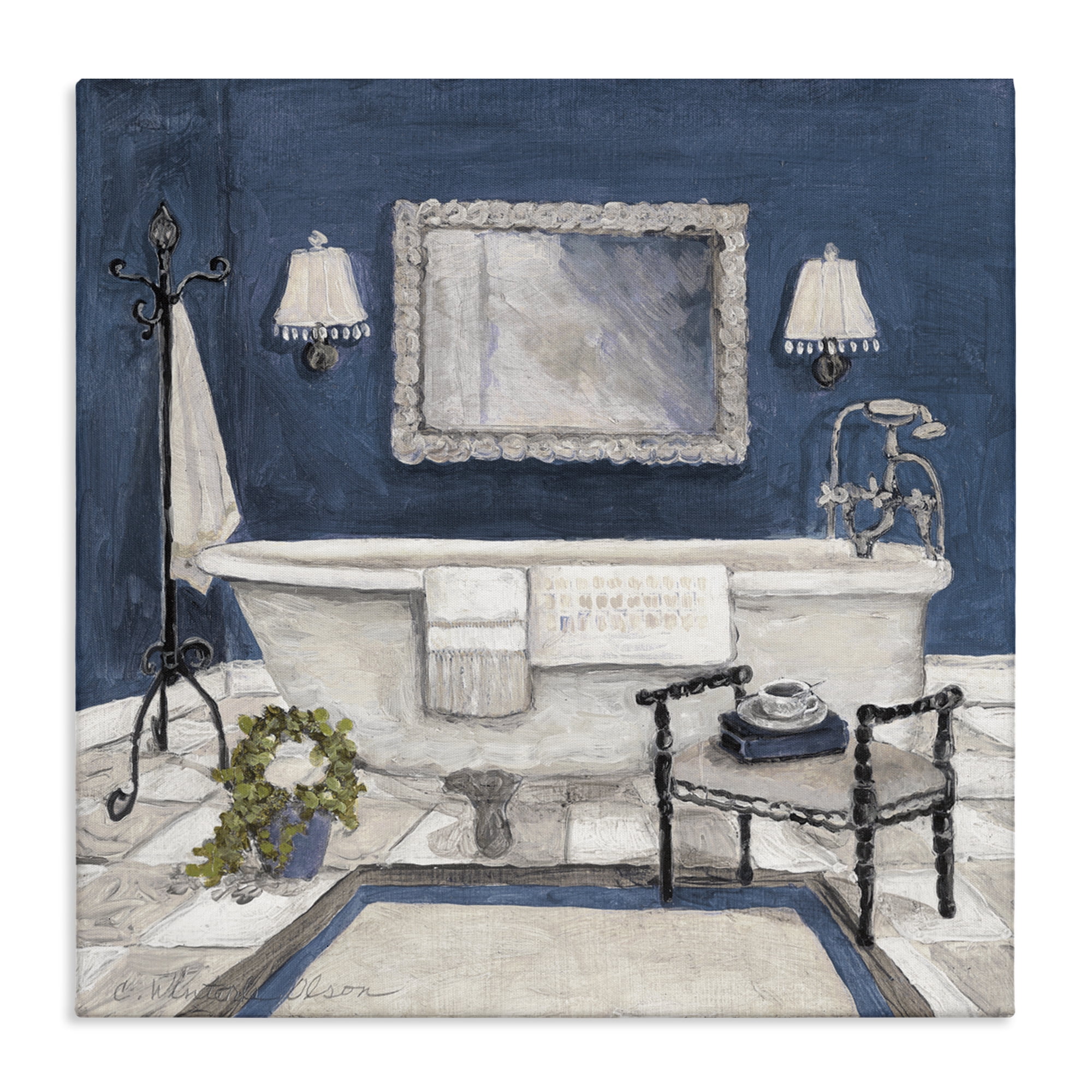 Stupell Industries Blue Bath Ready For Relaxing Canvas Wall Art, design ...